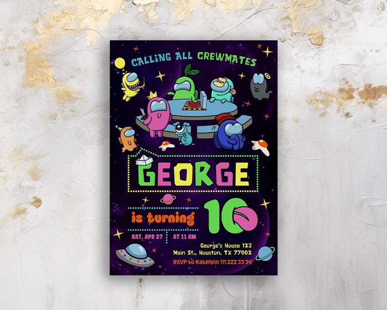 Among Us Birthday Party Invitation Template, Among Us Birthday Invitate ...