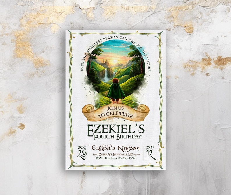Hobbit Birthday Invitation, Printable Shir Invite, LOR Party Invite ...