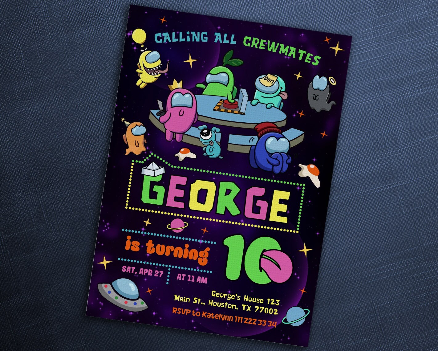 Among Us Birthday Party Invitation Template, Among Us Birthday Invitate ...