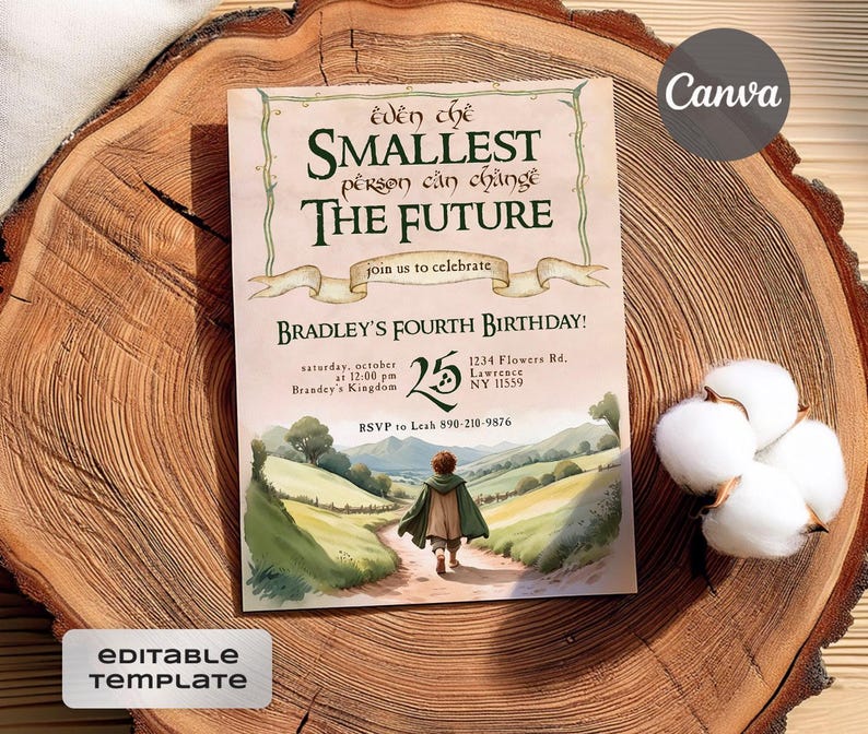 Hobbit Birthday Invitation, Printable Shir Invite, LOR Party Invite ...