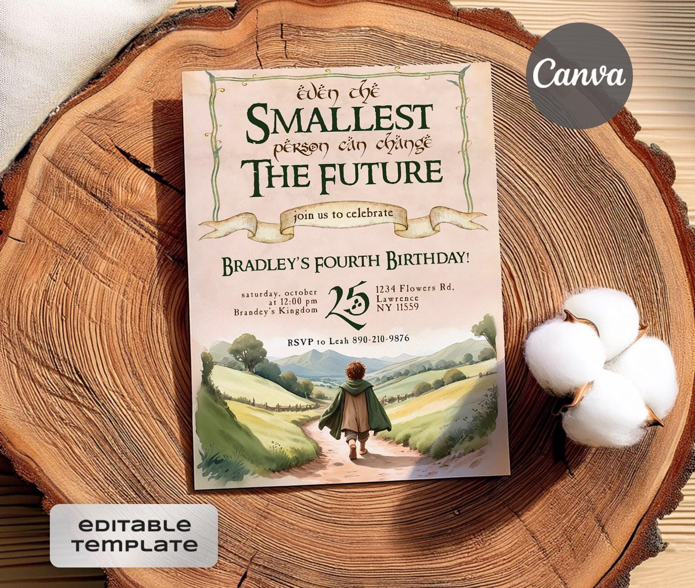 Hobbit Birthday Invitation, Printable Shir Invite, LOR Party Invite ...