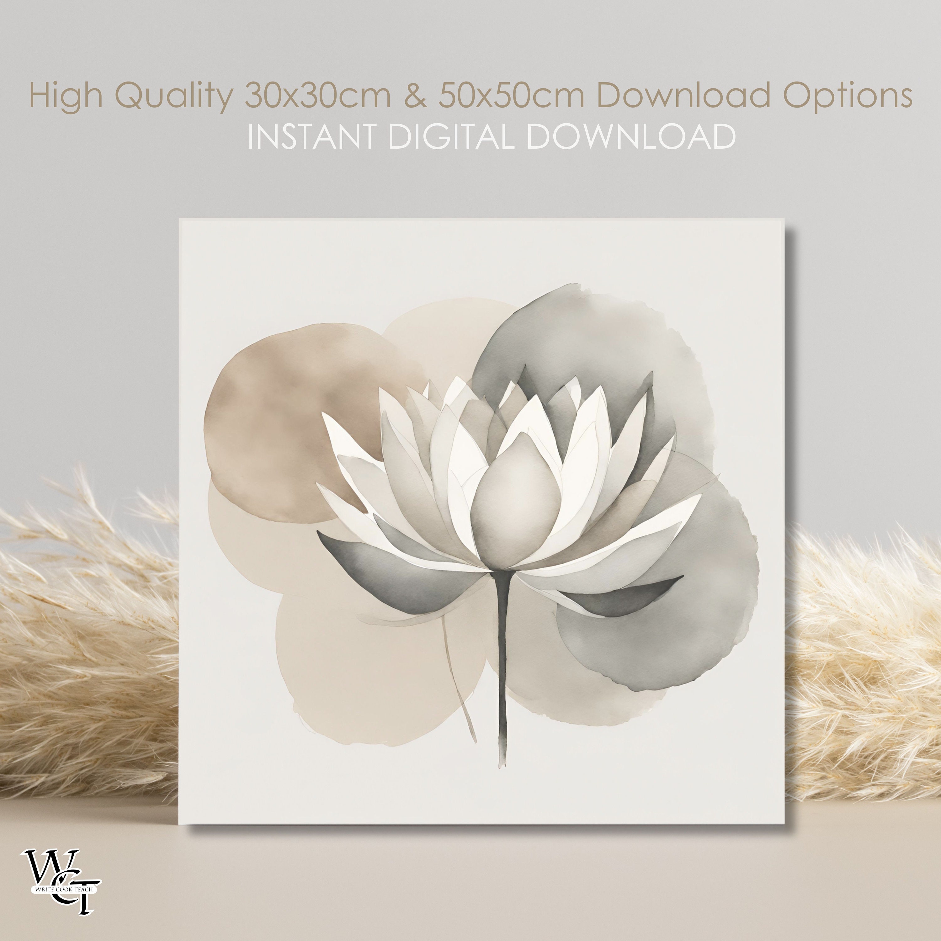 Zen Lotus Flower Abstract Watercolor PRINTABLE Wall Art, Yoga Decor ...