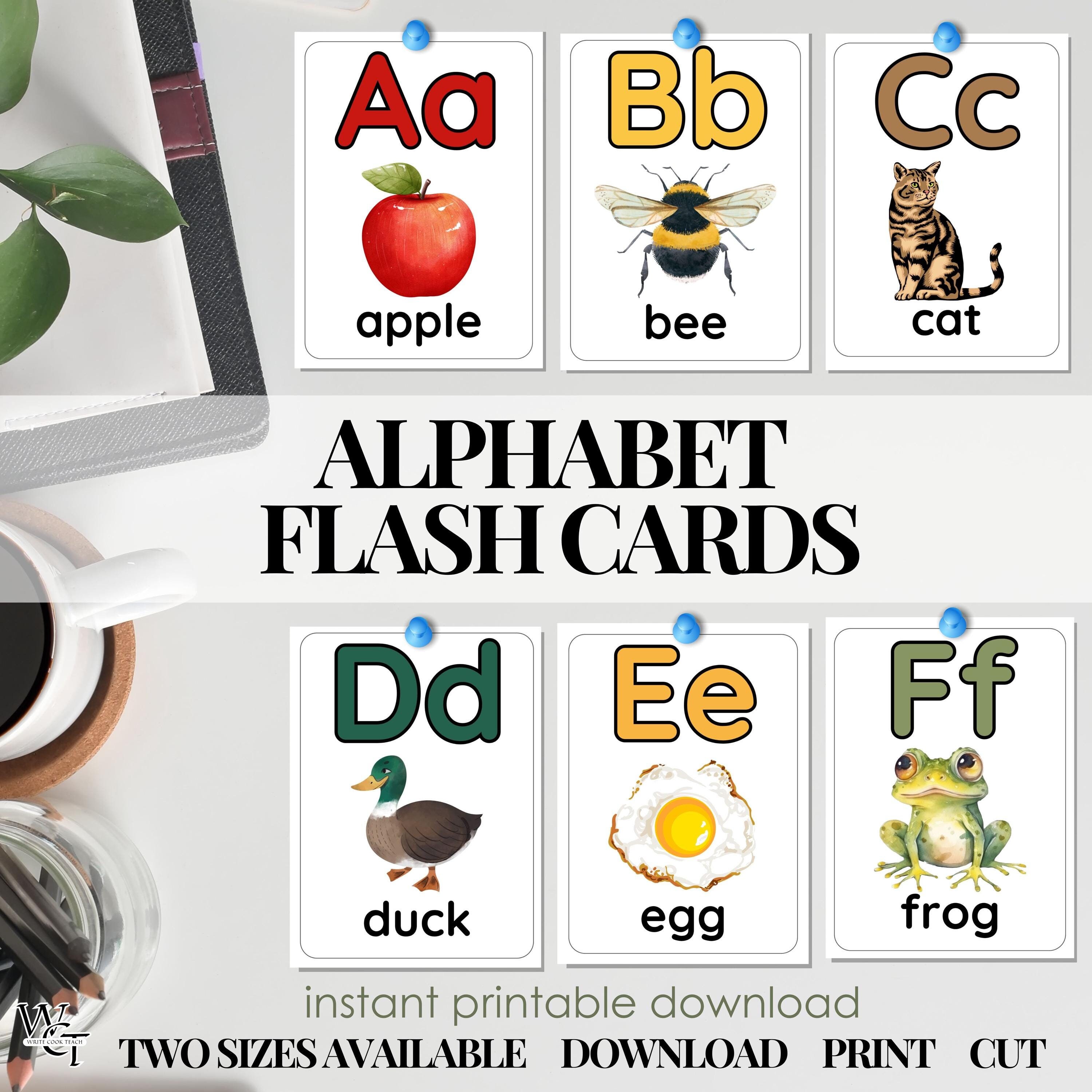 Alphabet Flash Cards Printable ABC Cards for Classroom, Nursery ...