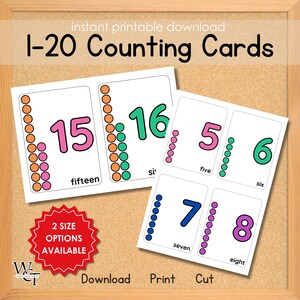 Count to Twenty Cards, Math Flashcards, Early Counting With Bright ...