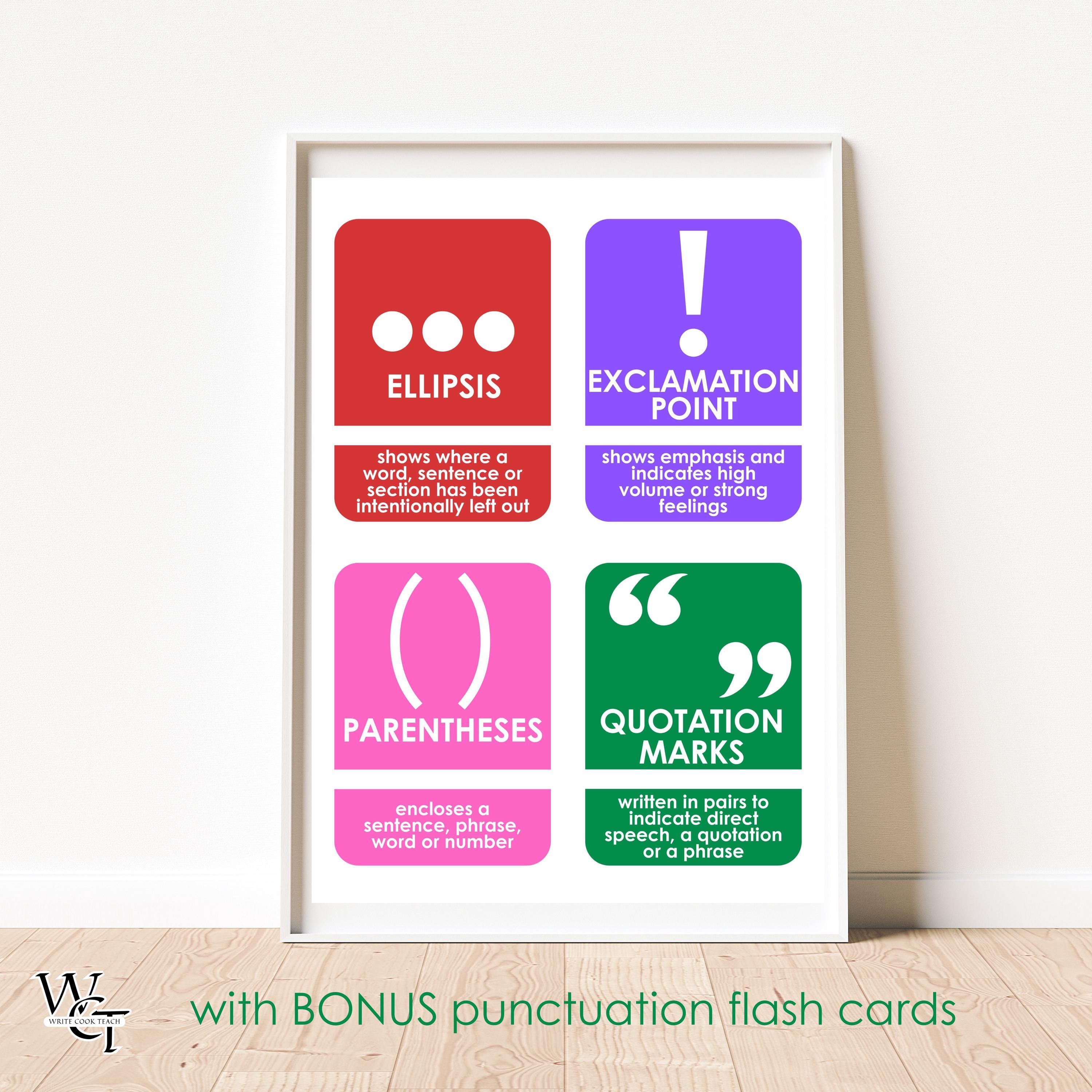 Bright Punctuation Anchor Charts With Bonus Punctuation Flash Cards ...