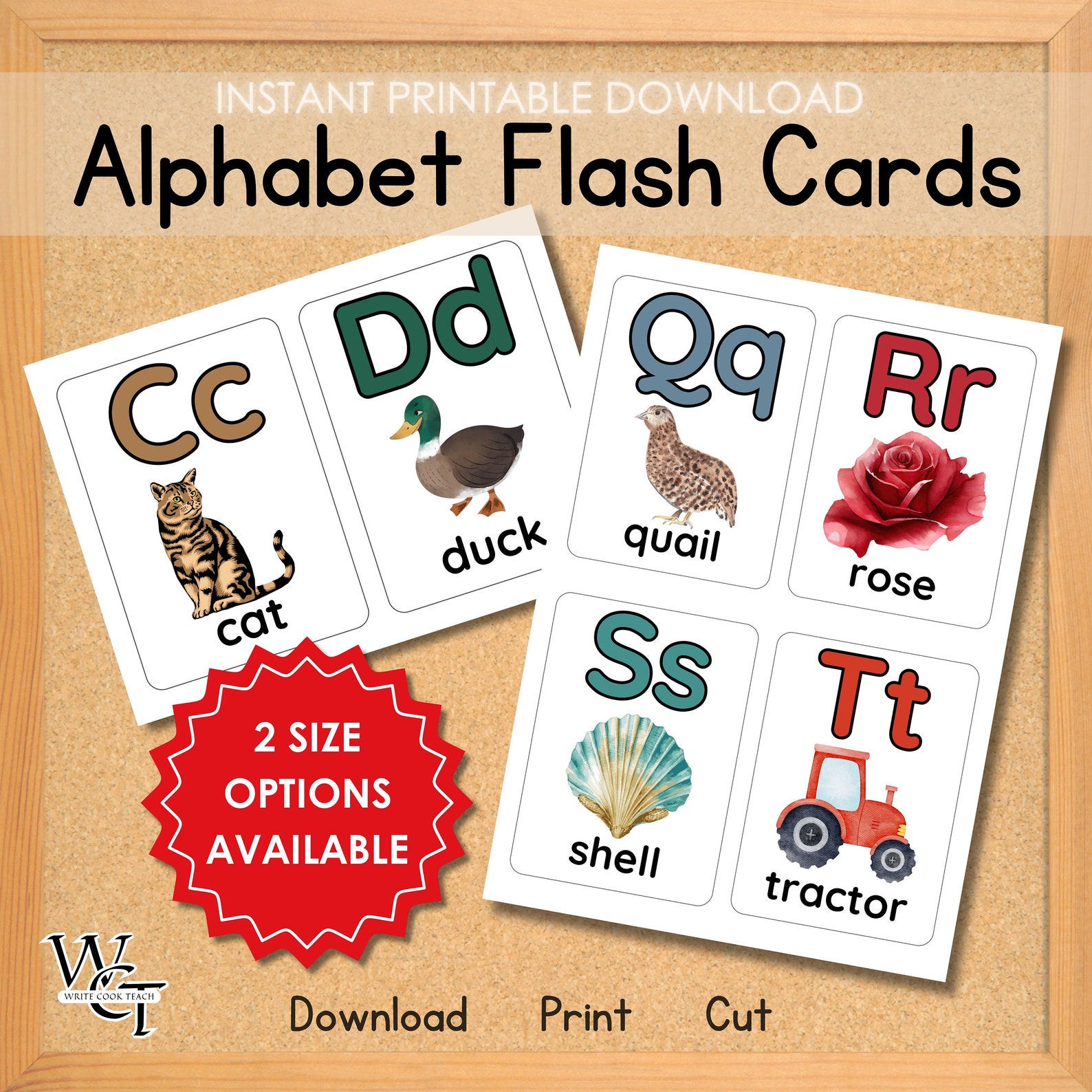 Alphabet Flash Cards Printable ABC Cards for Classroom, Nursery ...