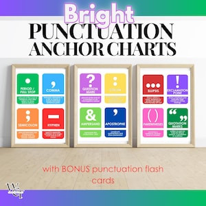 Bright Punctuation Anchor Charts With Bonus Punctuation Flash Cards ...