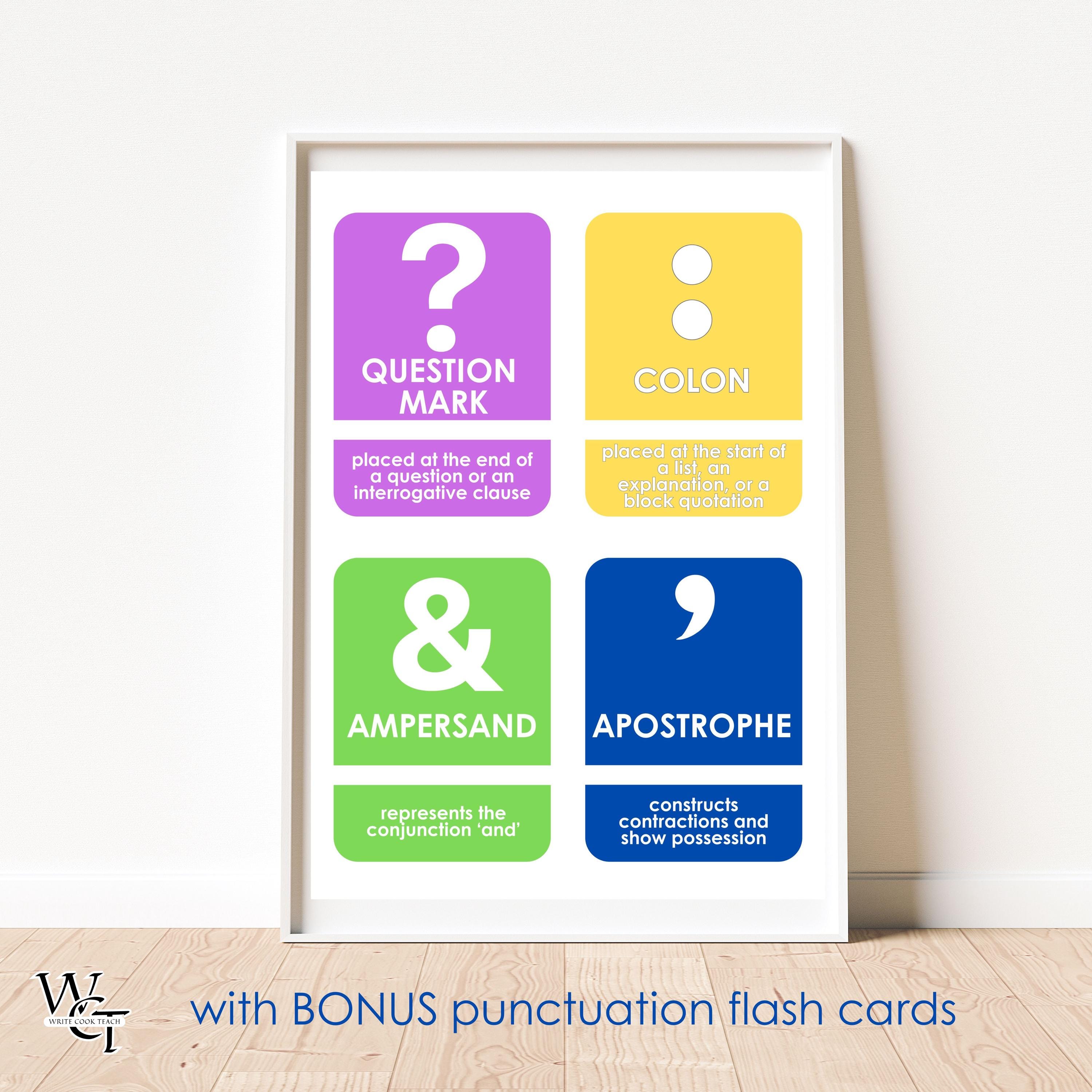 Bright Punctuation Anchor Charts With Bonus Punctuation Flash Cards ...