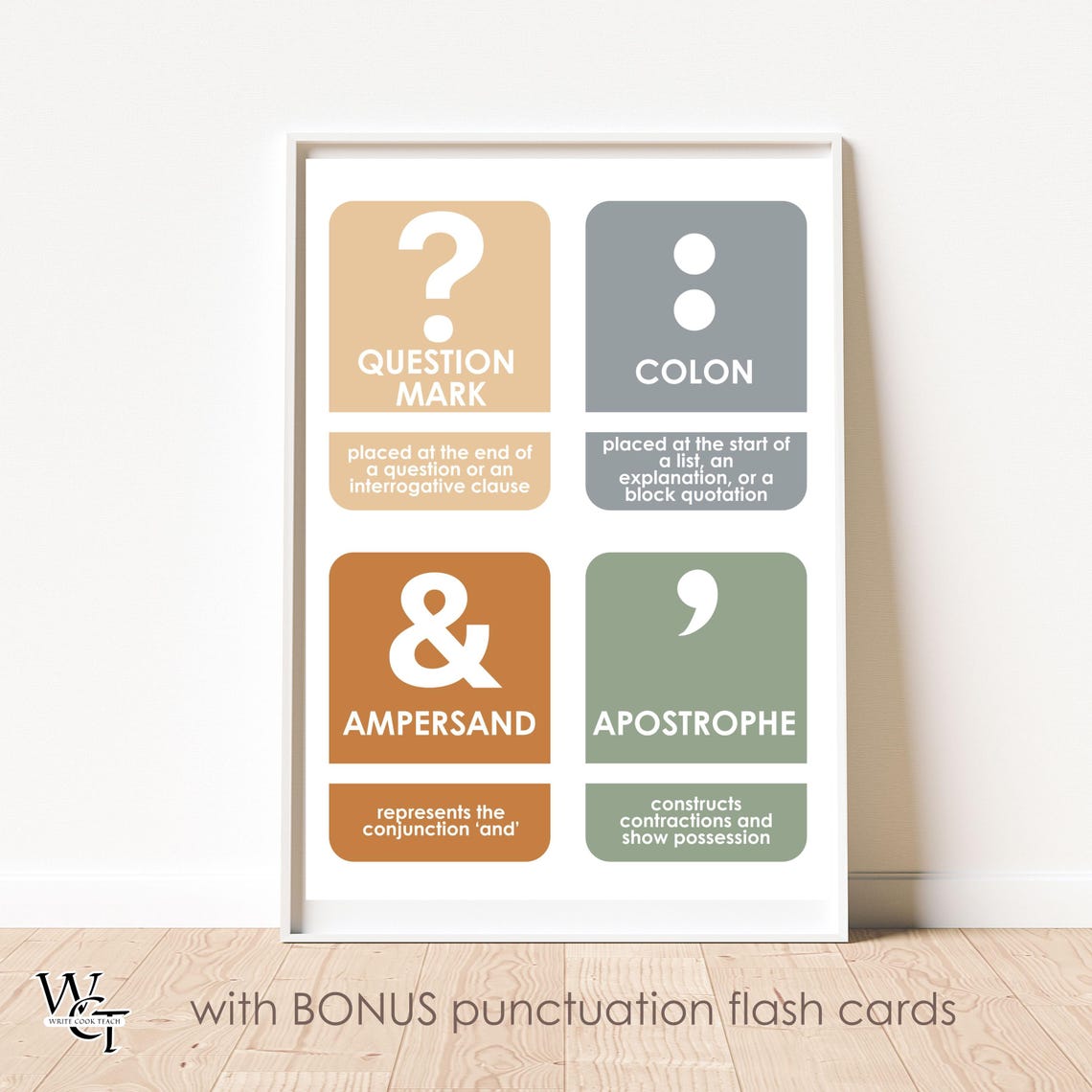 Boho Punctuation Anchor Charts With Bonus Punctuation Flash Cards With ...