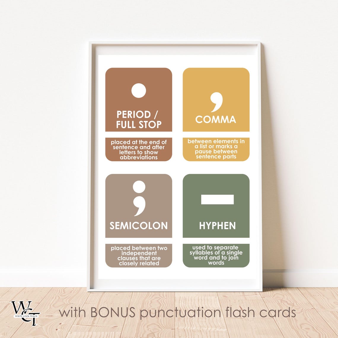 Boho Punctuation Anchor Charts With Bonus Punctuation Flash Cards With ...