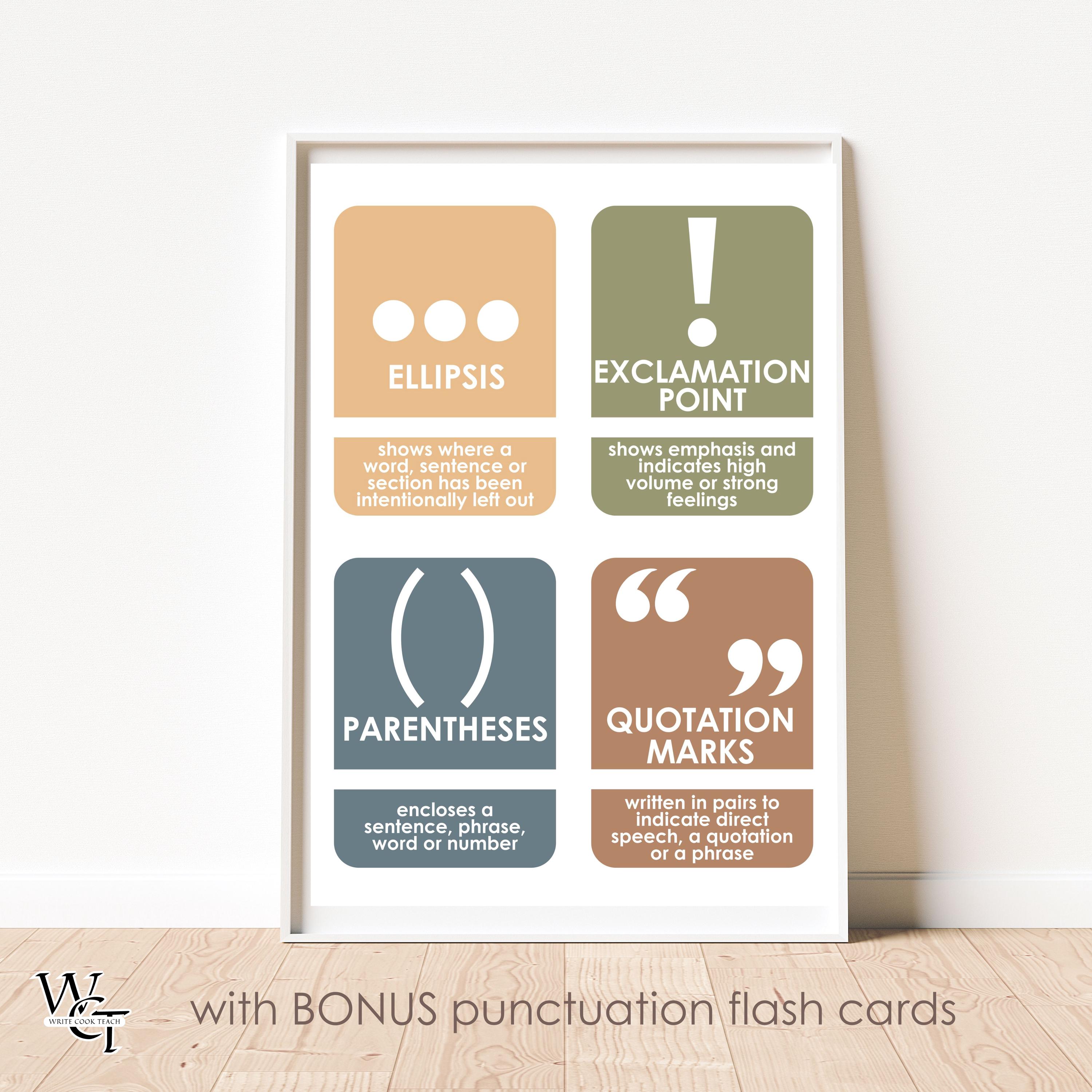 Boho Punctuation Anchor Charts With Bonus Punctuation Flash Cards With ...