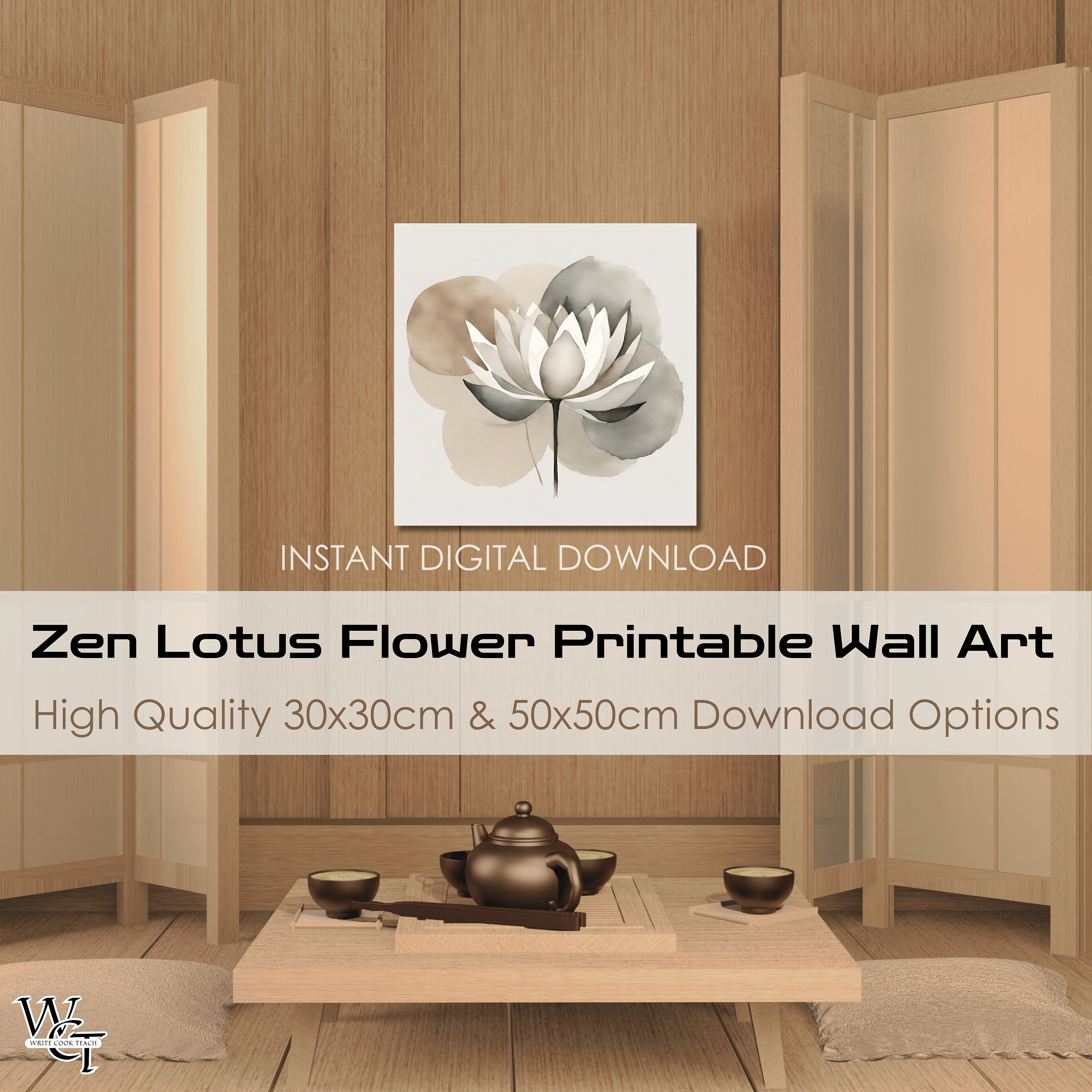 Zen Lotus Flower Abstract Watercolor PRINTABLE Wall Art, Yoga Decor ...
