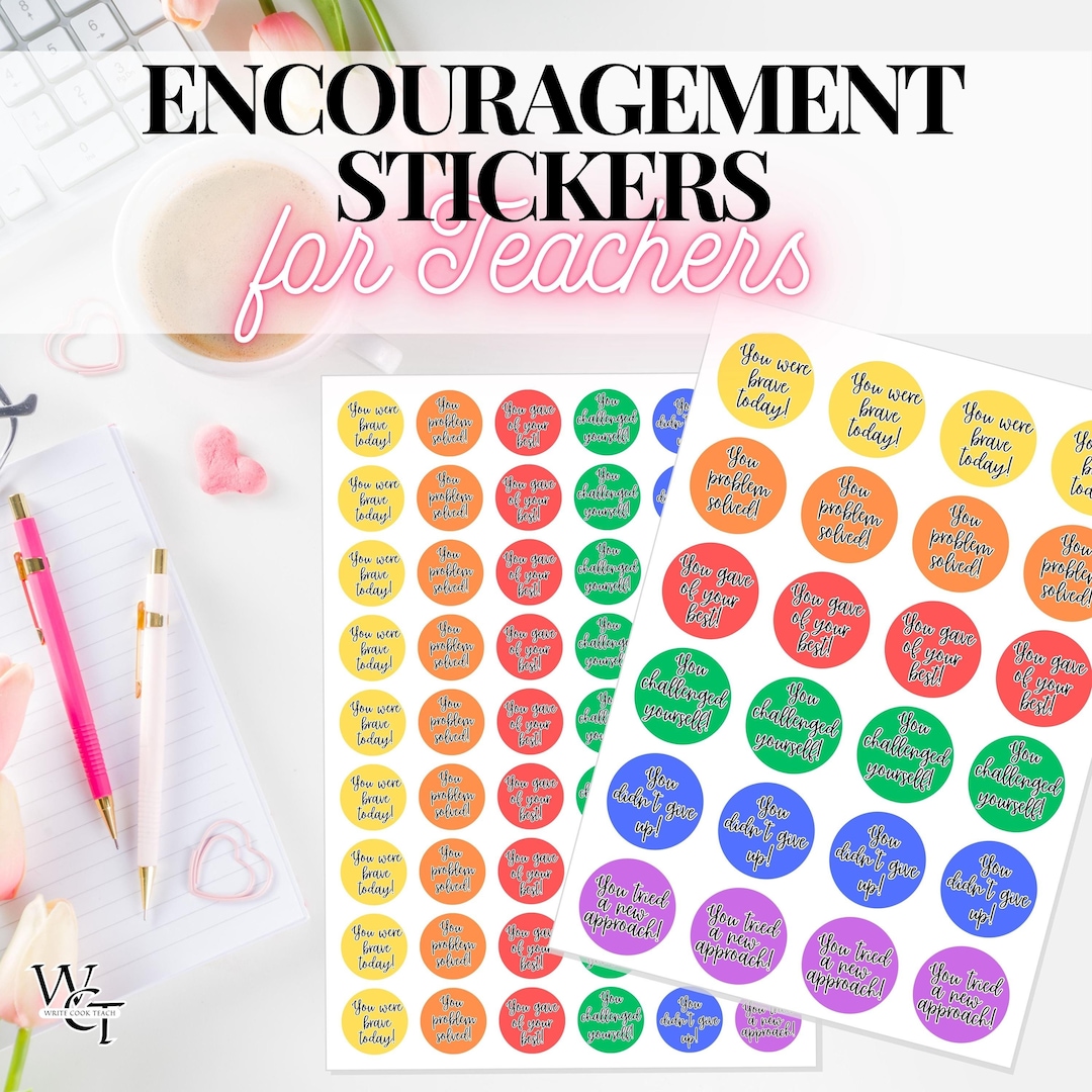 Encouragement Stickers for Teachers, Positive Motivation for Students ...