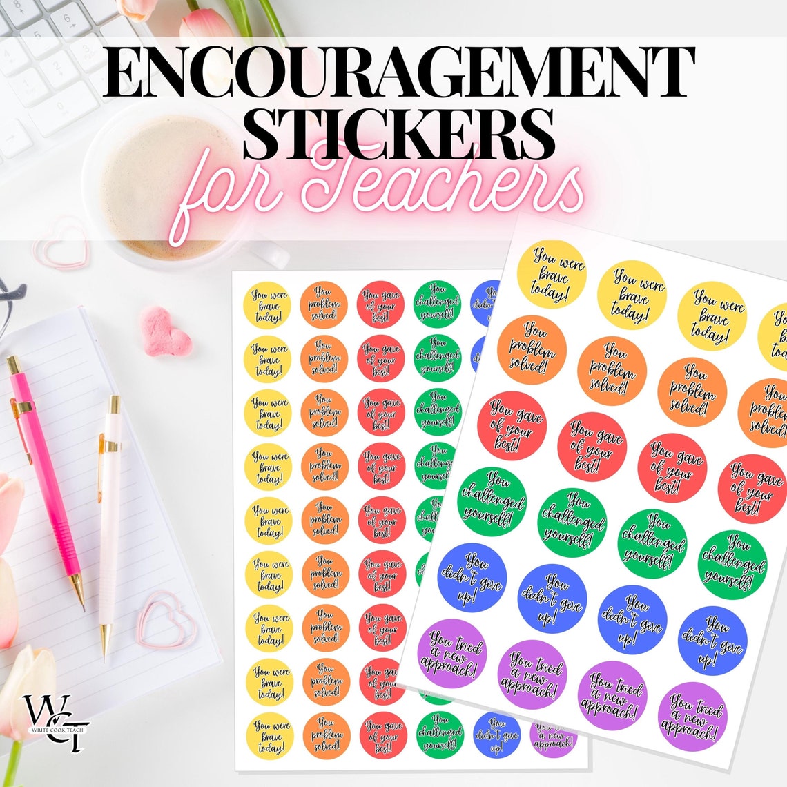 Encouragement Stickers for Teachers, Positive Motivation for Students ...