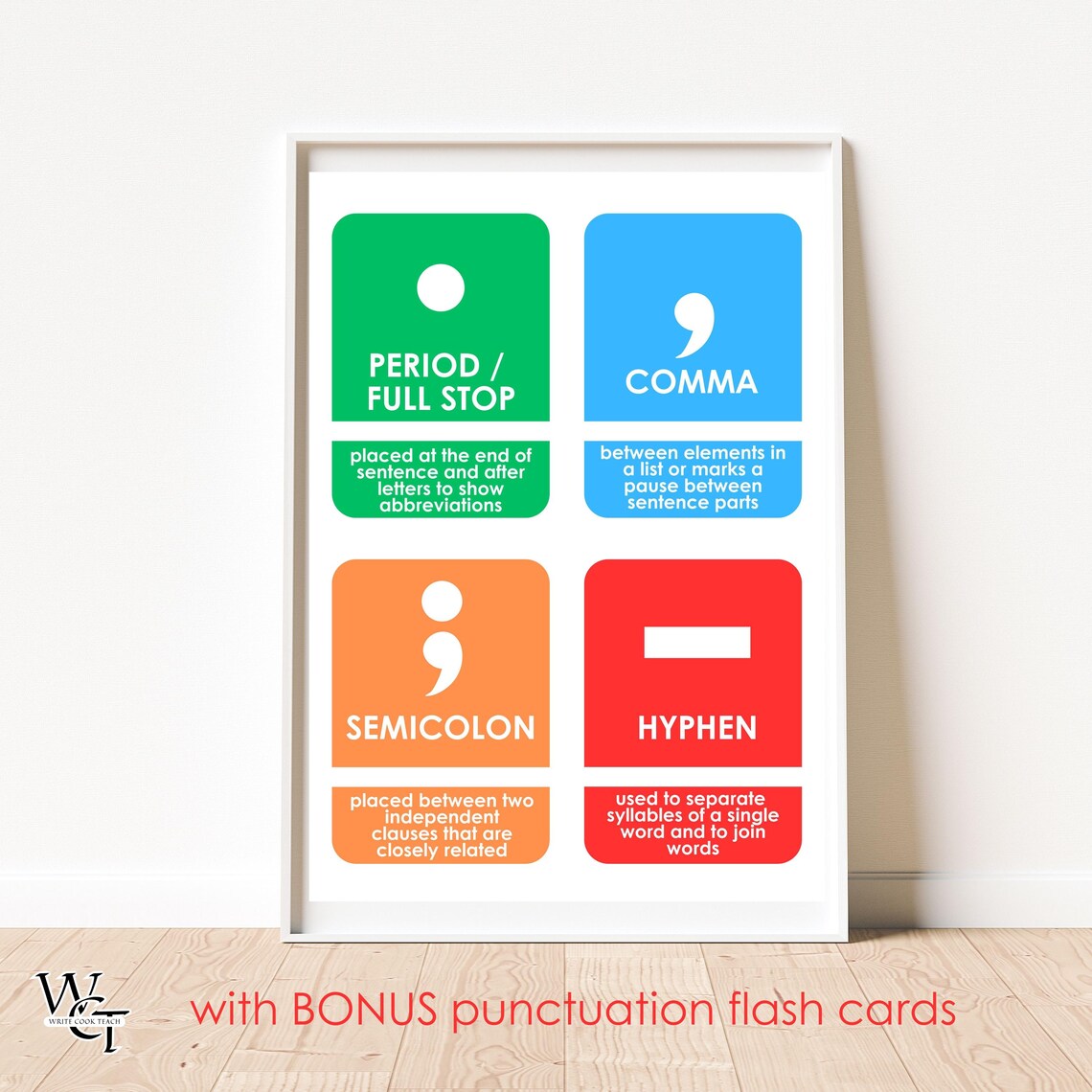 Bright Punctuation Anchor Charts With Bonus Punctuation Flash Cards ...