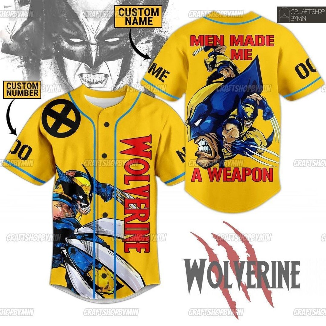 Personalized Wolverine Baseball Jersey, Superhero Baseball Jersey Team ...