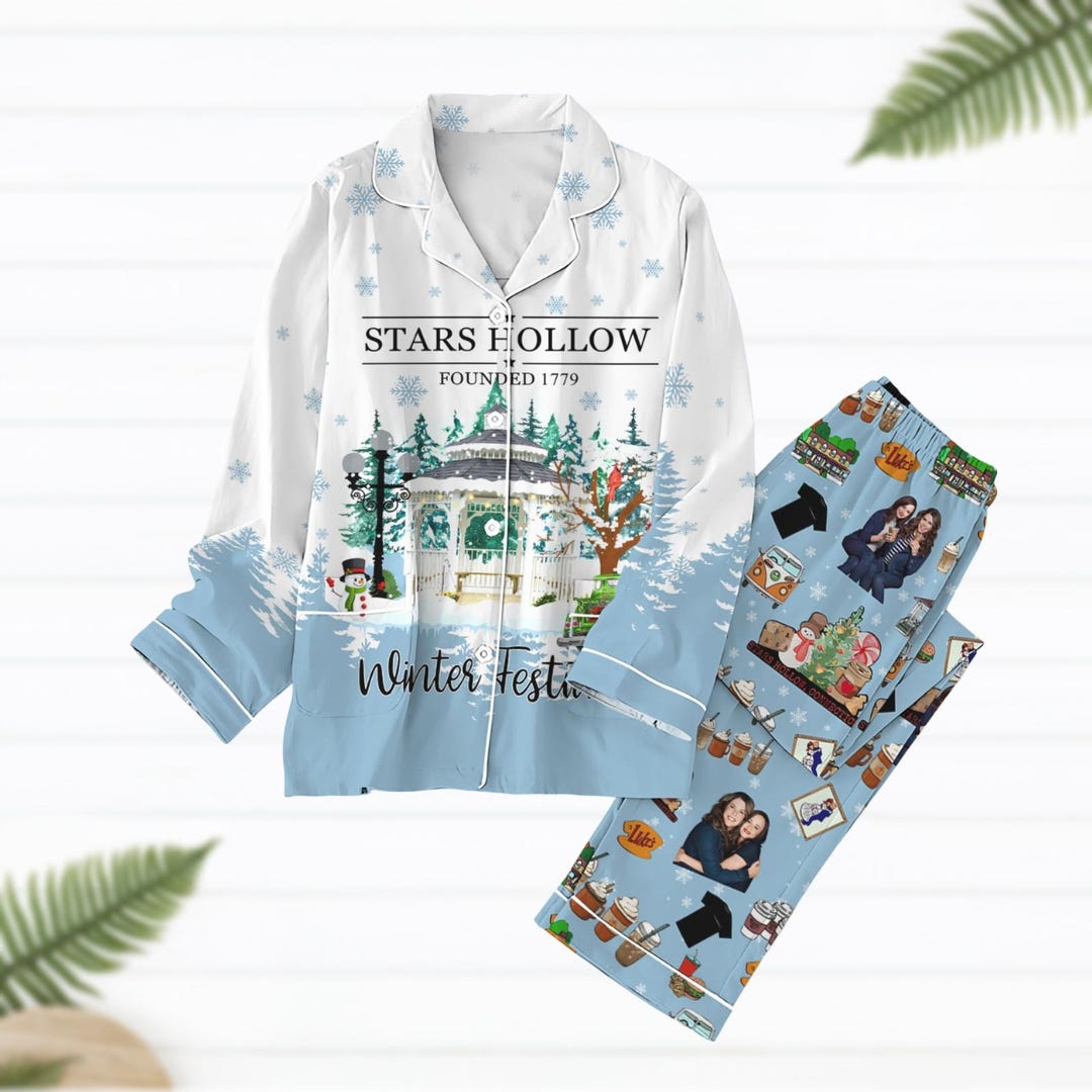 Retro Stars Hollow Gilmore Girls Pajamas Set, Lukes Diner Holiday ...