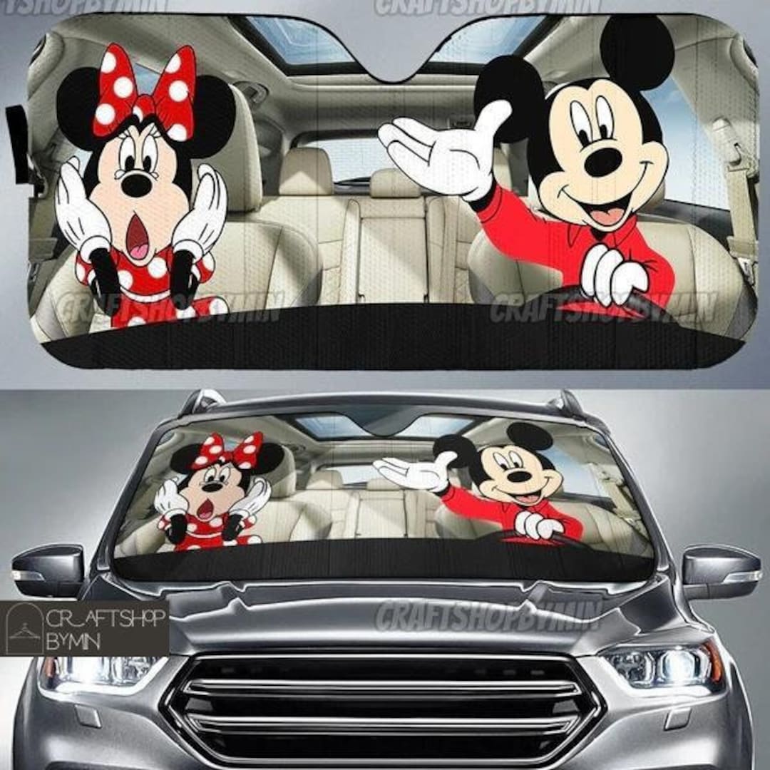 Mickey and Minnie Car Sun Shade, Disney Mouse Auto Sunshade, Mickey ...