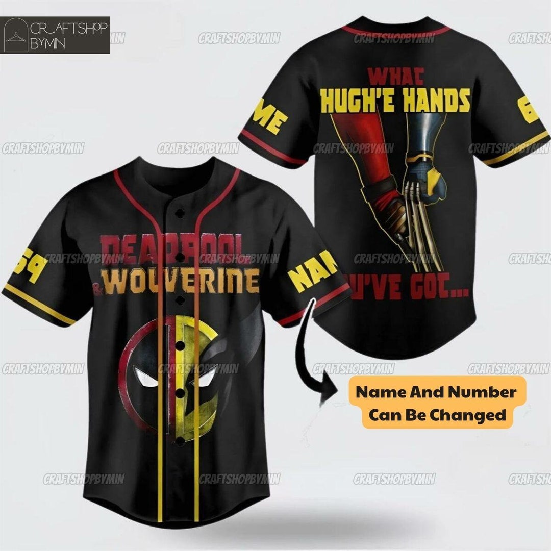 Custom Name Deadpool Wolverine Baseball Jersey, Wolverine Shirt ...
