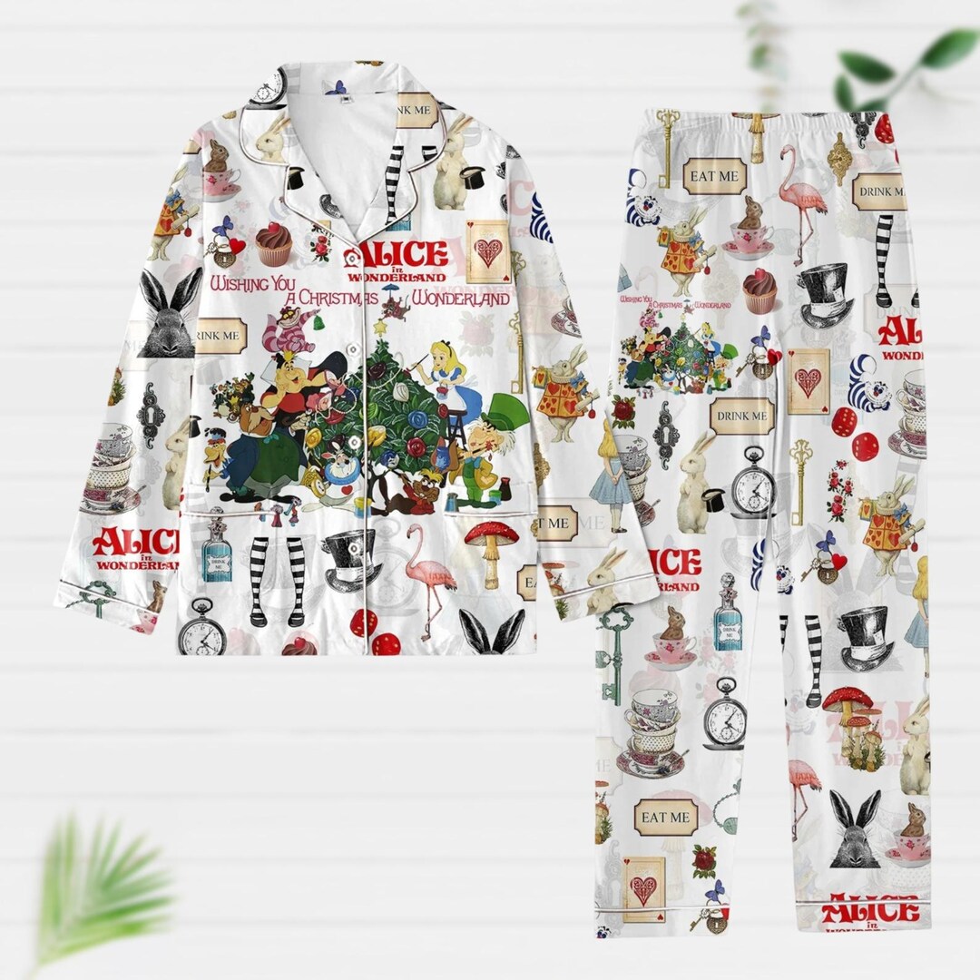 Alice in Wonderland Christmas Pajamas, Alice Pajamas Kid Women ...