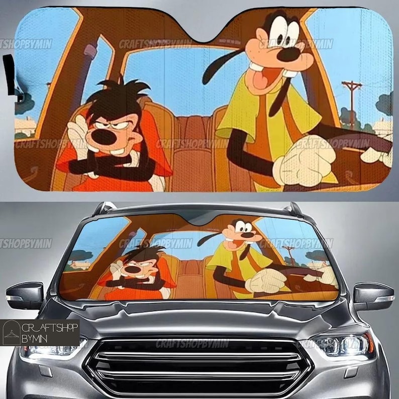 Funny Goofy and Max Car Sun Shade, Disney Goofy Movie Auto Sunshade ...
