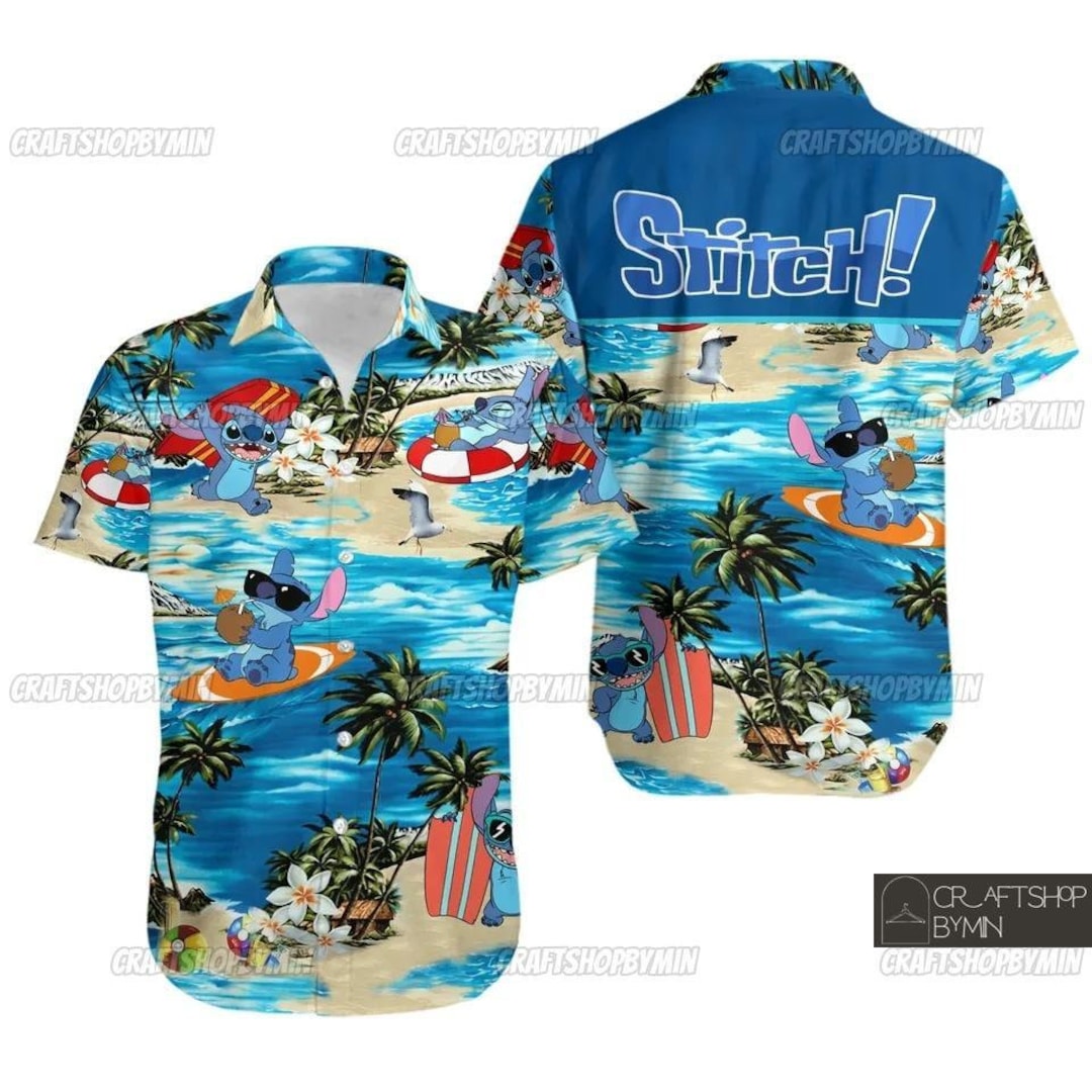 Stitch Hawaiian Shirt, Stitch Tropical Shirt, Stitch Button Shirt ...