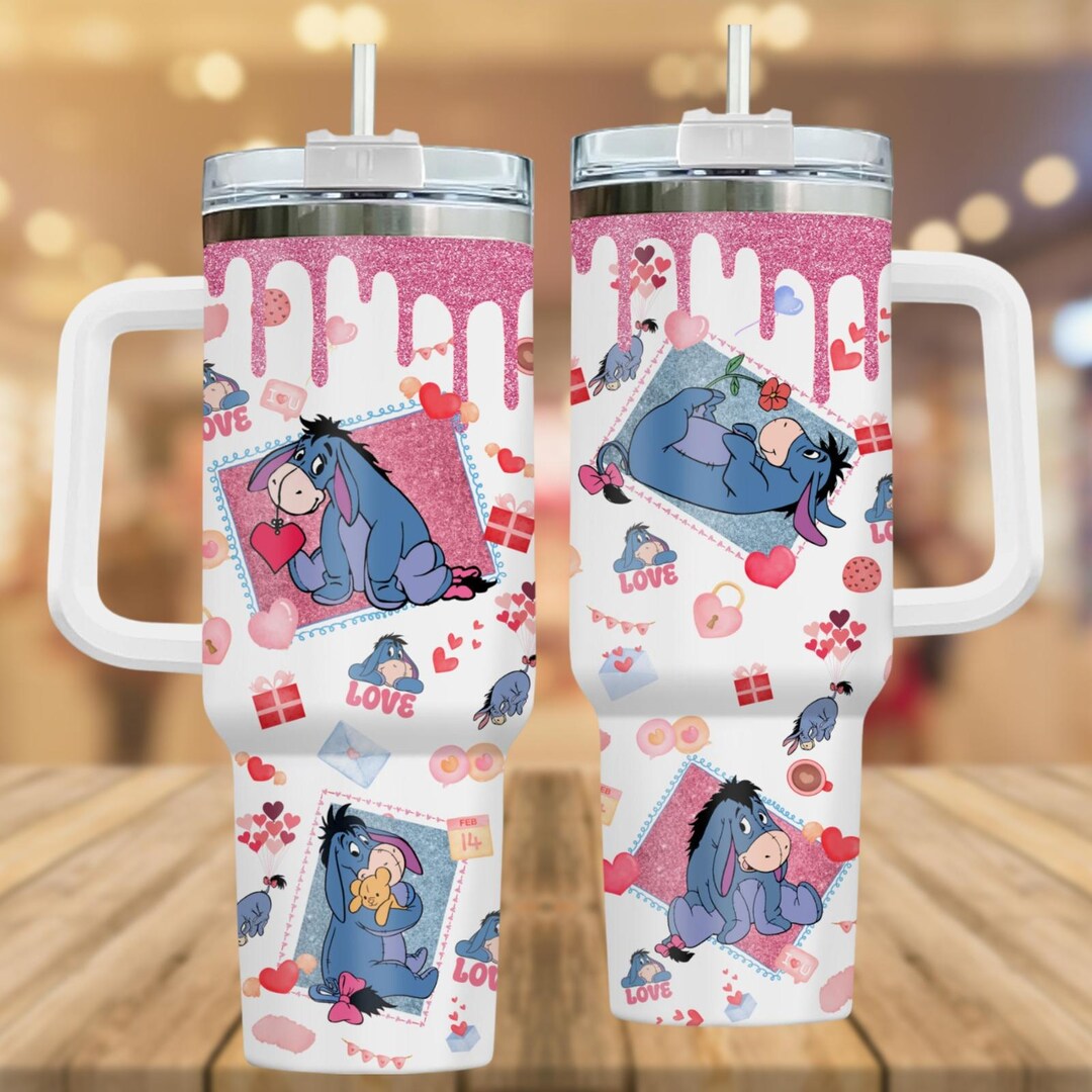 Eeyore Valentine 40oz Tumbler, Winnie the Pooh Donkey Coffee Tumbler ...