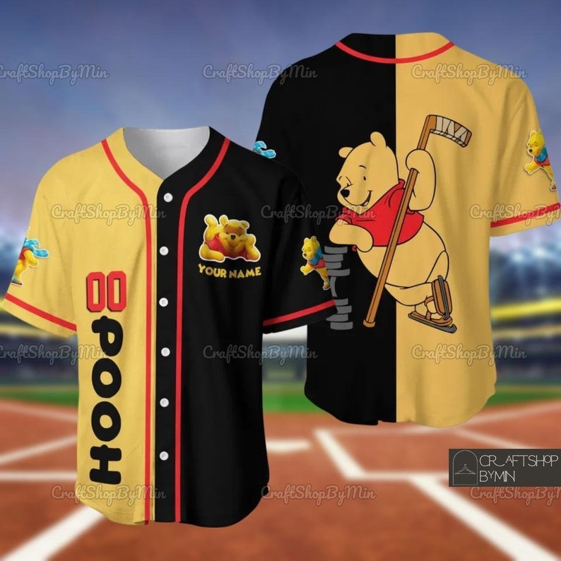 Personalized Winnie the Pooh Baseball Jersey, Pooh Kid Jersey, Pooh ...