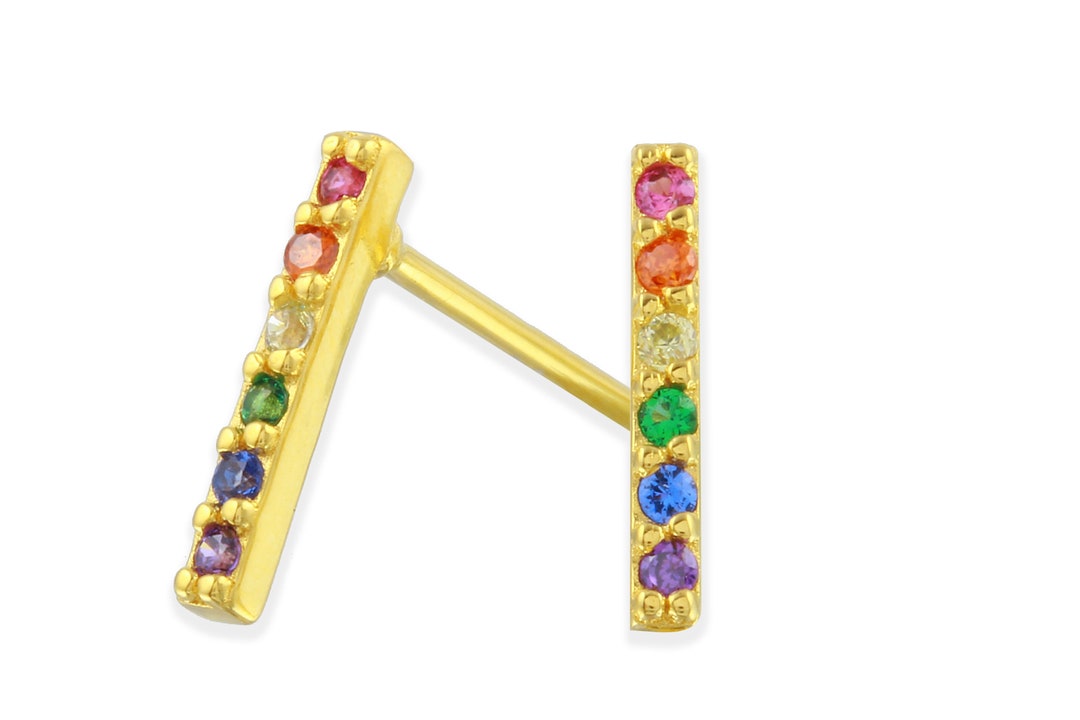 Gold Rainbow Felicity Stud Earrings - Etsy