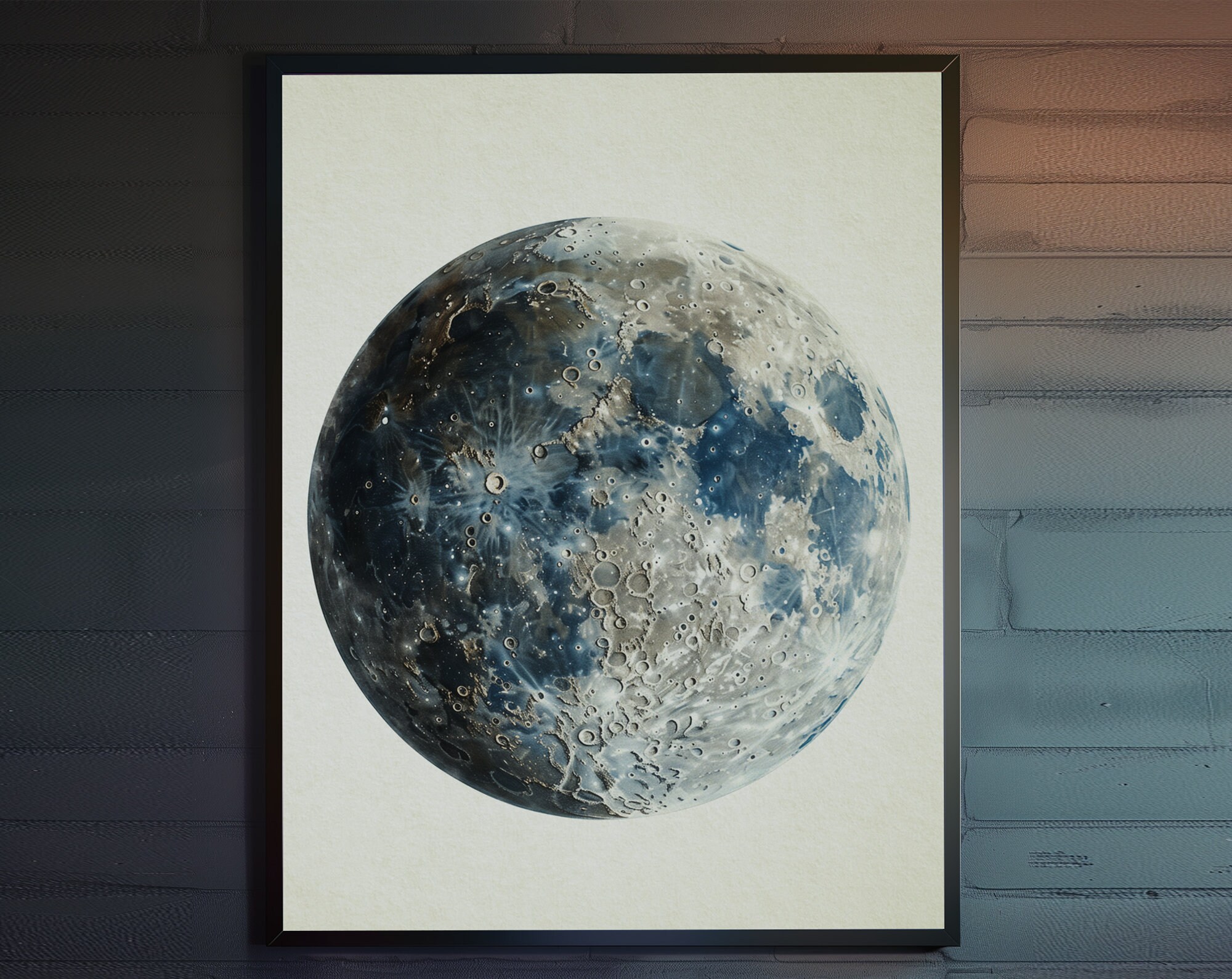 Moon Print,watercolor Painted Moon,beautiful Bright Moon,moon ...