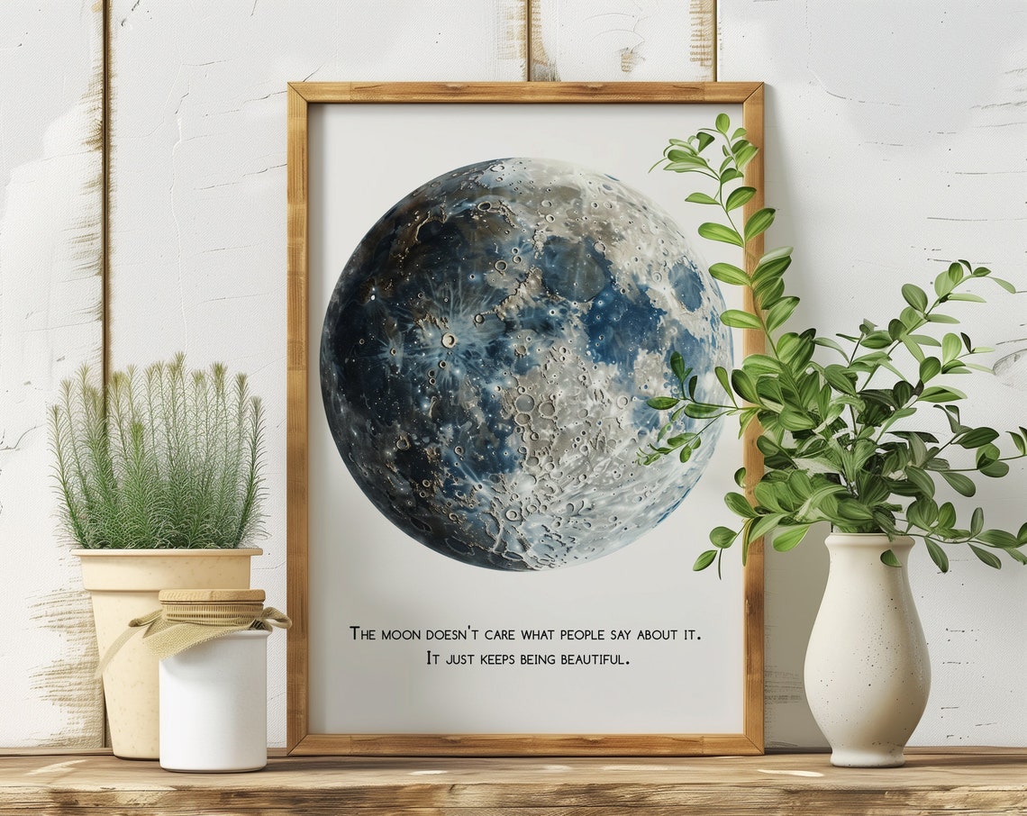 Moon Print,watercolor Painted Moon,beautiful Bright Moon,moon ...