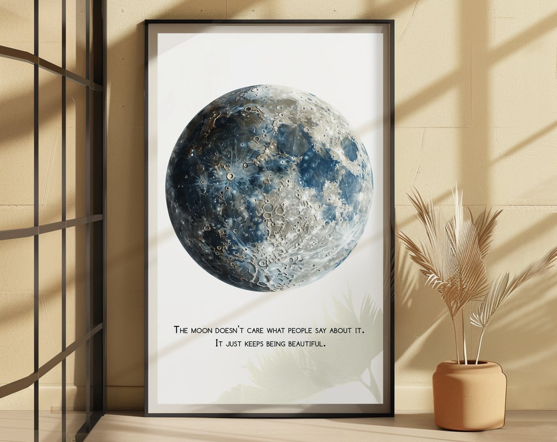 Moon Print,watercolor Painted Moon,beautiful Bright Moon,moon ...