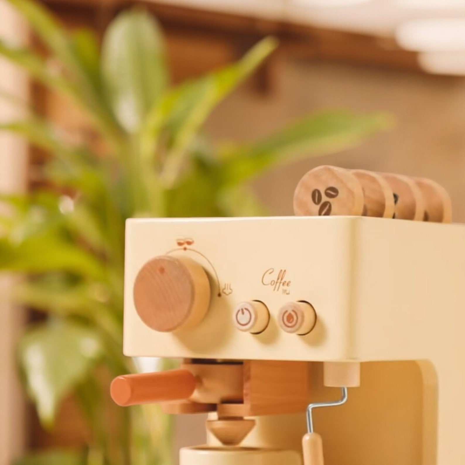 Wooden Coffee Machine, Roleplay Educational Toy, Montessori Toy Set ...