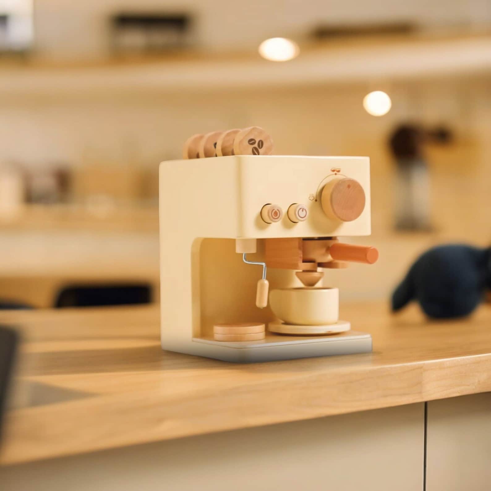 Wooden Coffee Machine, Roleplay Educational Toy, Montessori Toy Set ...