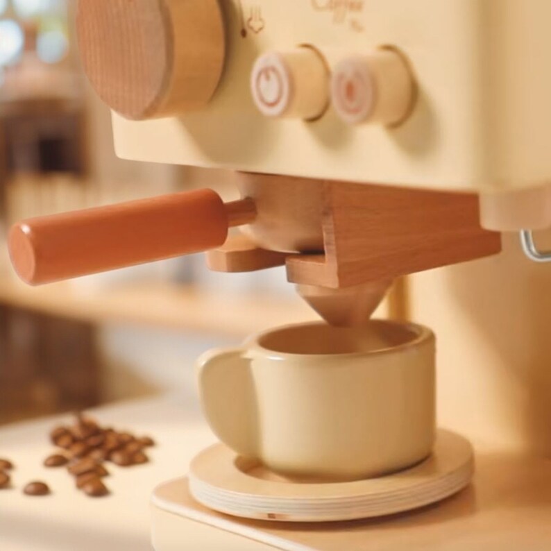 Wooden Coffee Machine, Roleplay Educational Toy, Montessori Toy Set ...