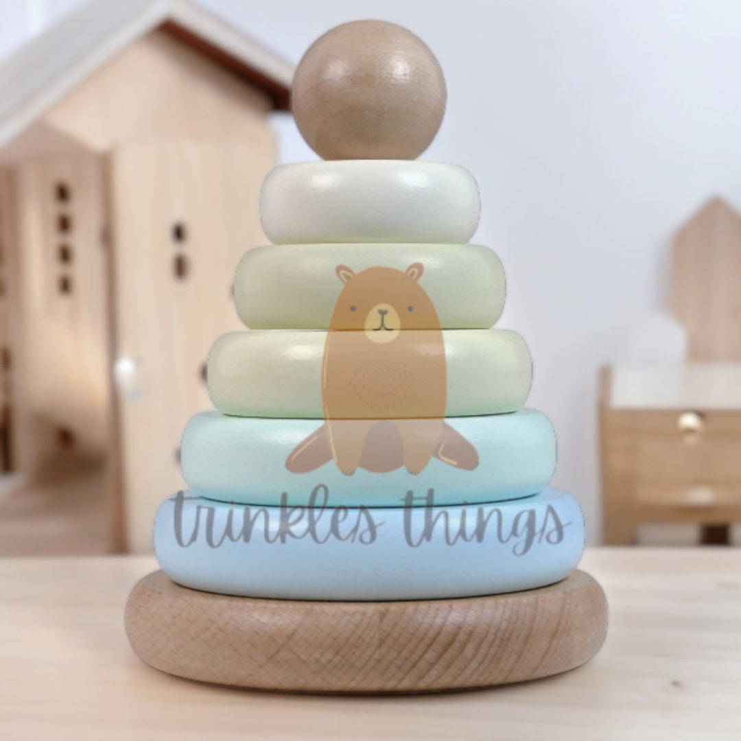 1 Rainbow Stacking Tower, Stacking Blocks, Wooden Toddler Toys, Early ...