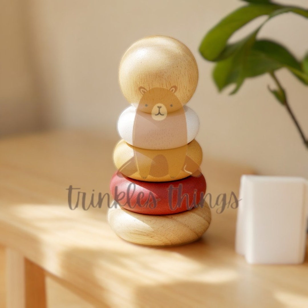 Wooden Stacking Ring Tower, Toddler Stapelring Blocks, Early ...