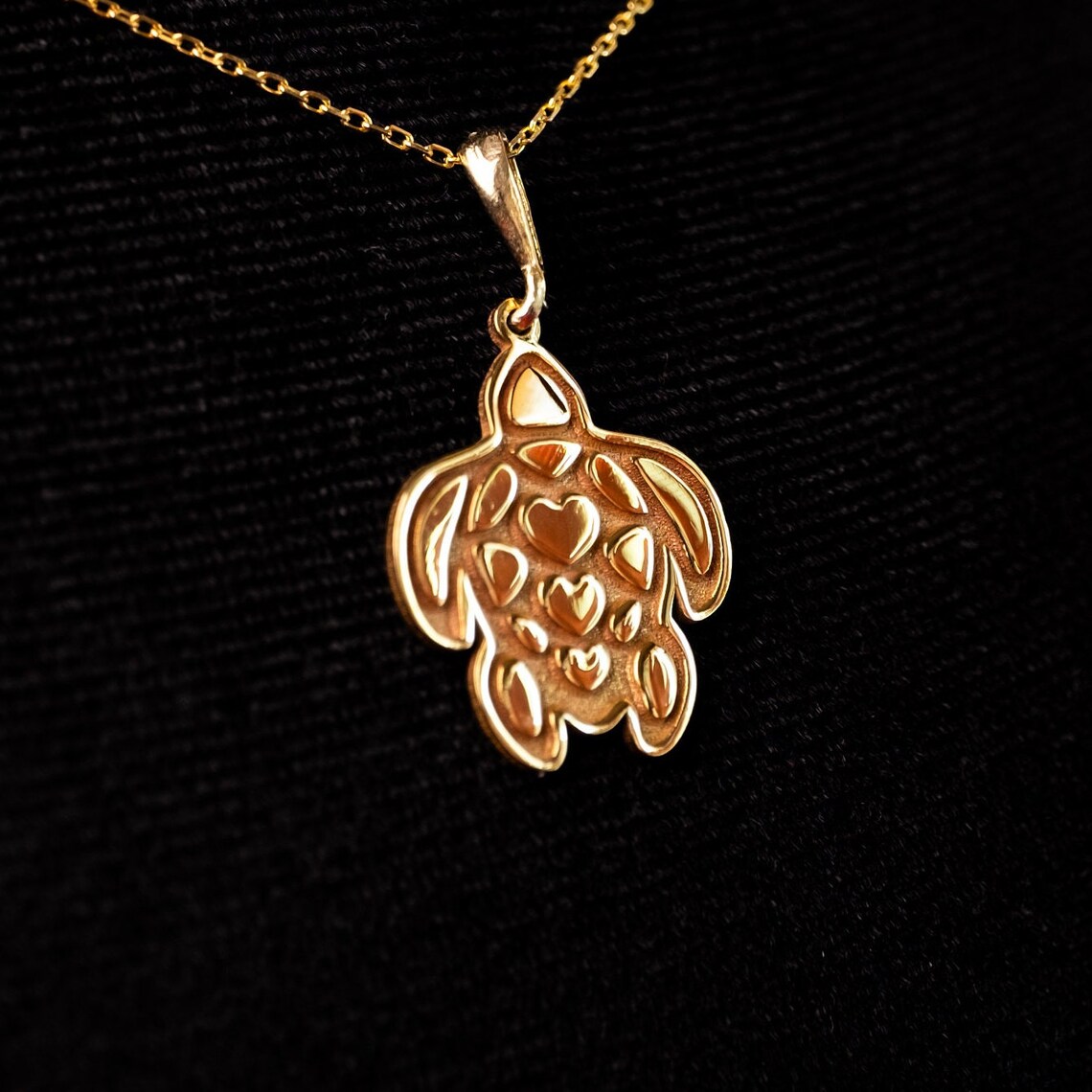 Cute Turtle Necklace 14K Solid Gold Gold Tortoise Pendant Summer Design ...
