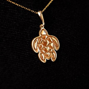 Cute Turtle Gold Necklace 14K Solid Gold Gold Tortoise Pendant Summer ...