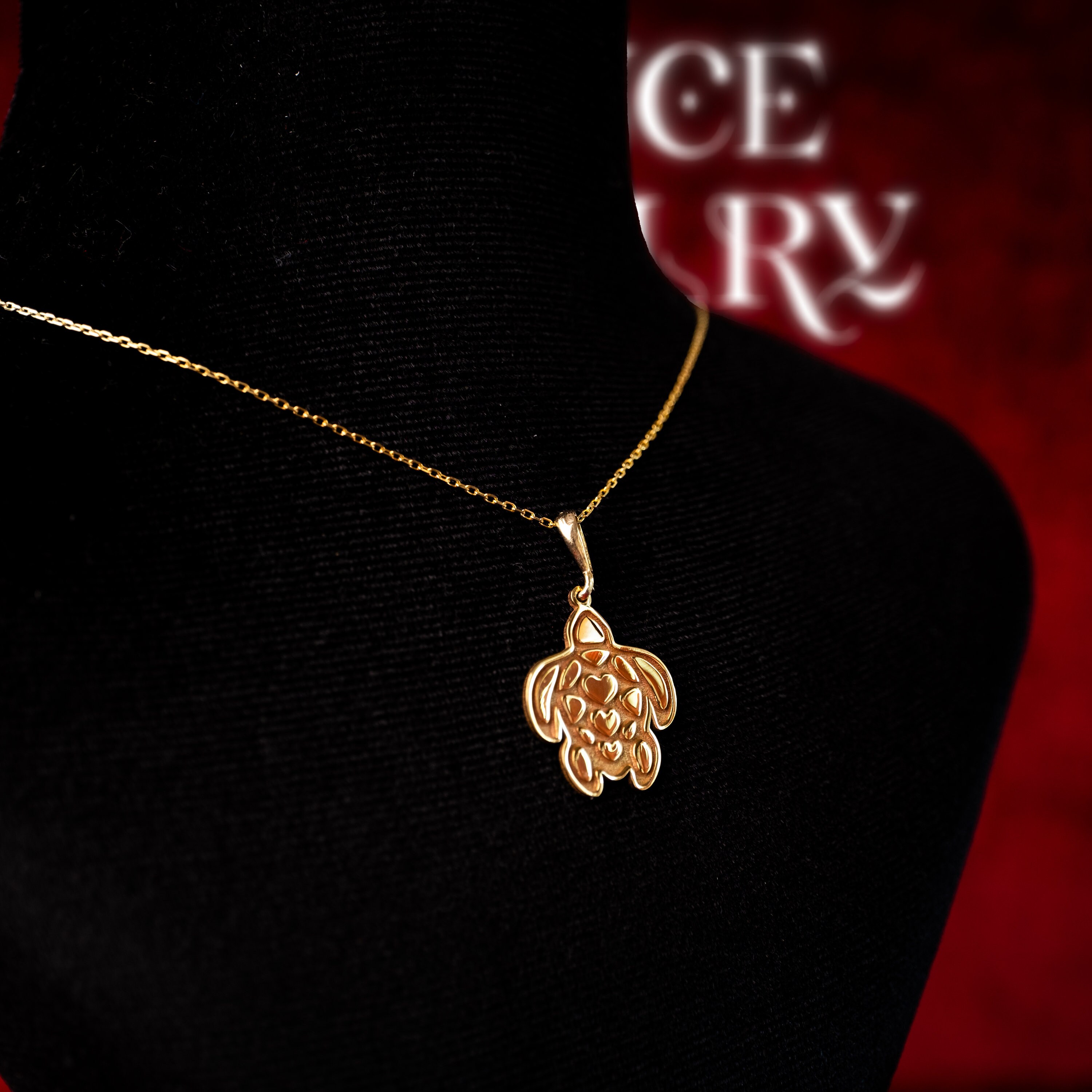 Cute Turtle Necklace 14K Solid Gold Gold Tortoise Pendant Summer Design ...