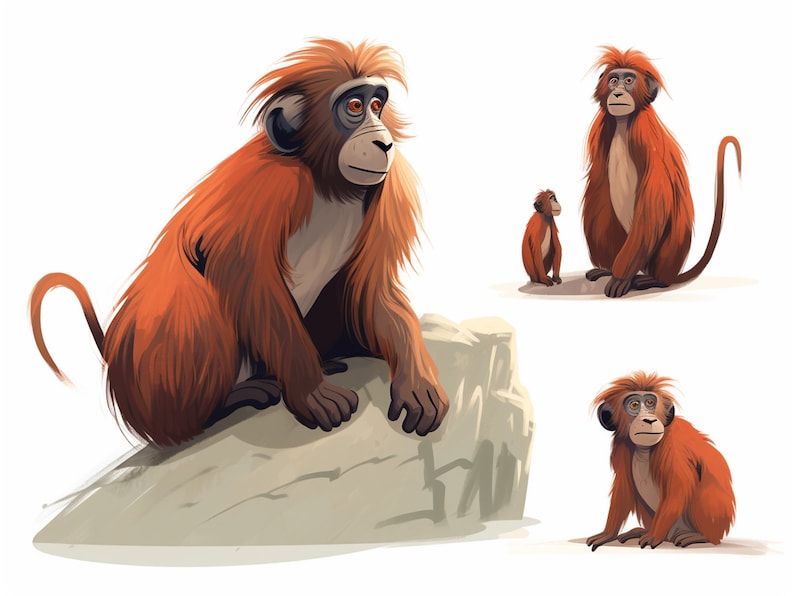 Monkey Family Illustration PNG for Heartwarming Designs - Etsy