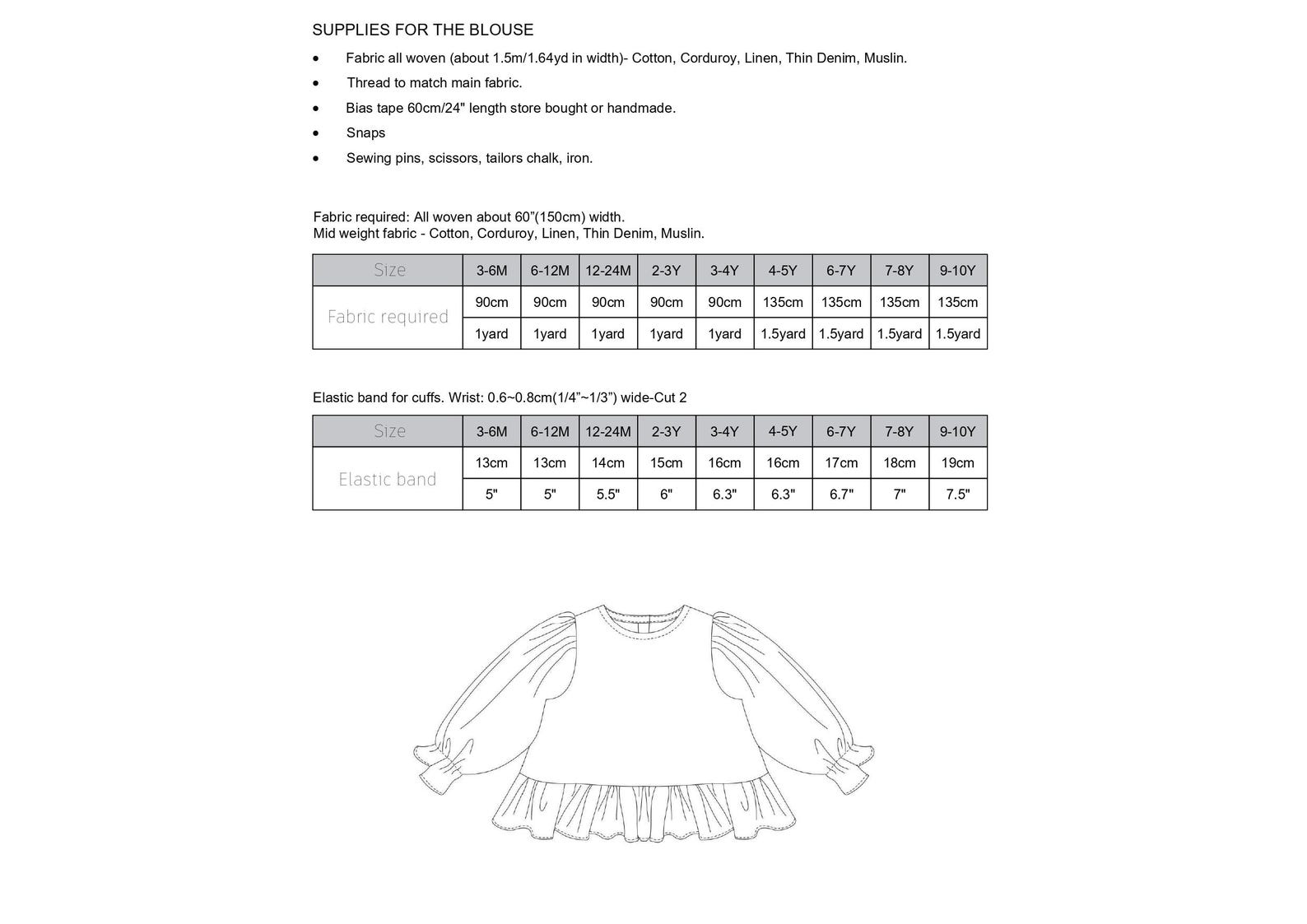 Girls Ruffled Blouse Sewing Pattern PDF | Toddler & Kids DIY Top ...