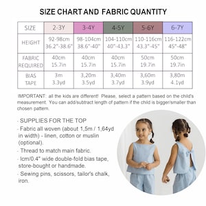 Sewing Pattern Top for Child From 2 to 7 Years, Top With Tie on Back ...