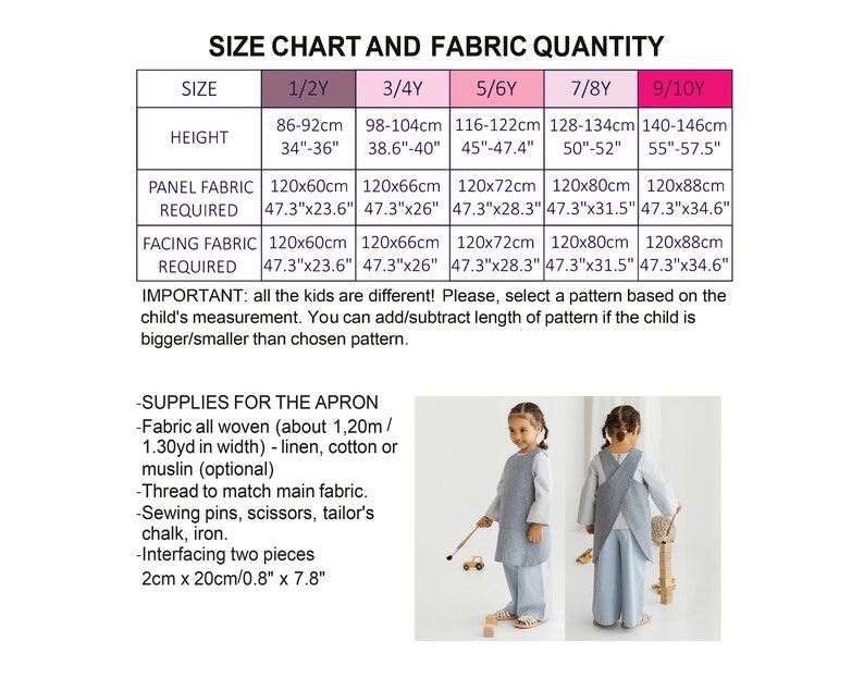 Crossed Apron Sewing Pattern for 1-10 Years Kids, Crossed Apron for ...
