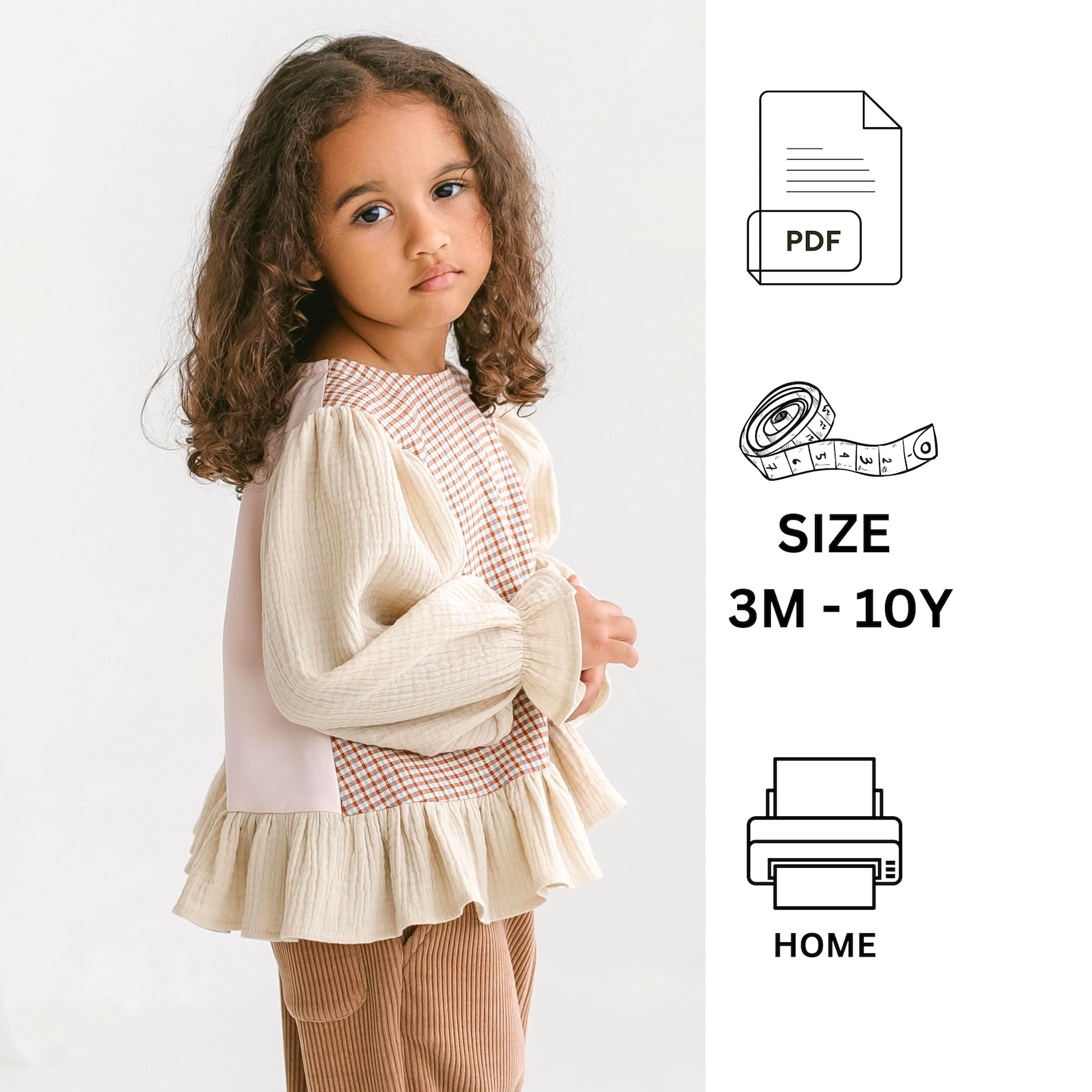 Girls Ruffled Blouse Sewing Pattern PDF | Toddler & Kids DIY Top ...