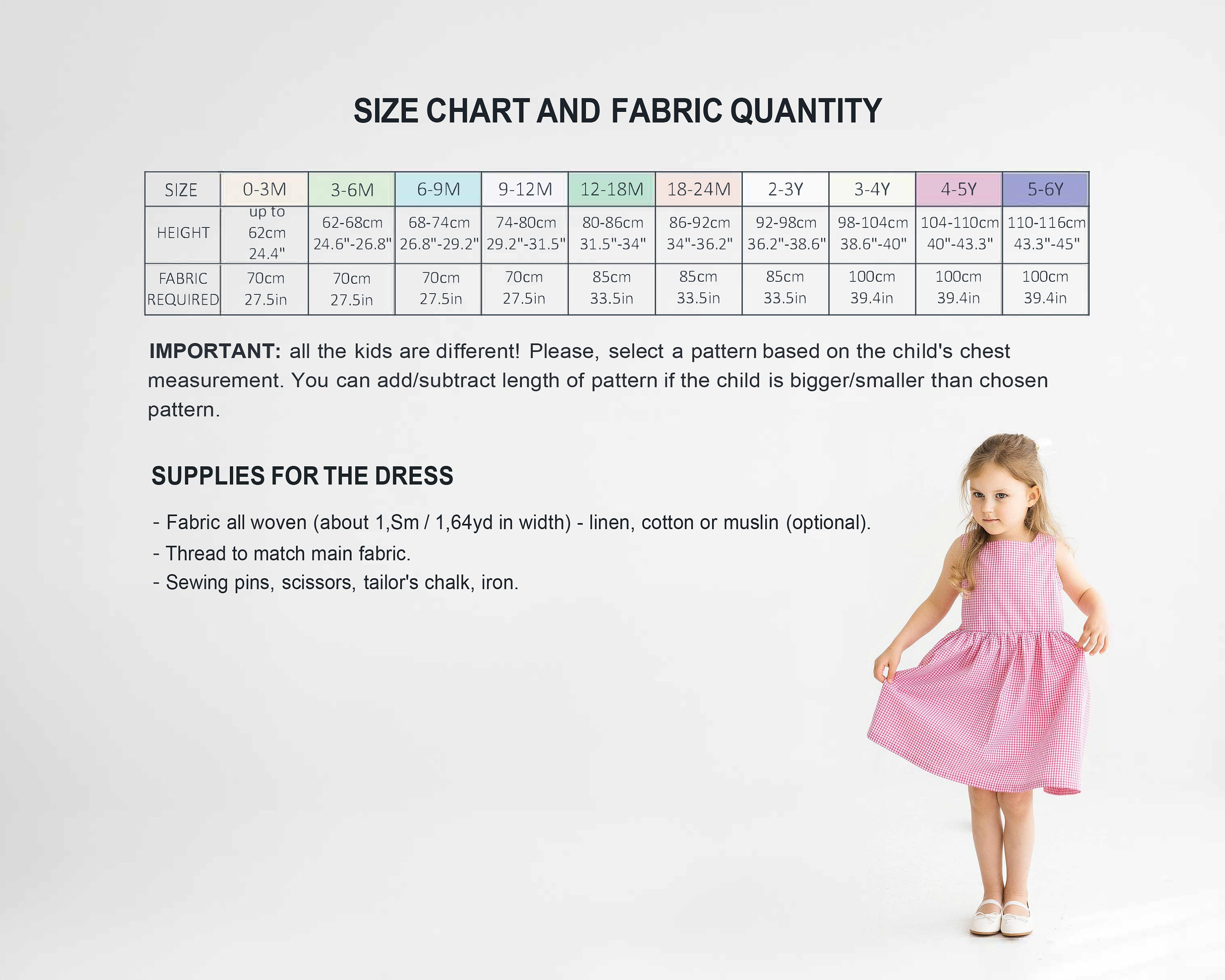 Dress Pdf Sewing Pattern for Little Girl for Baby for Toddler, Size 0-6 ...