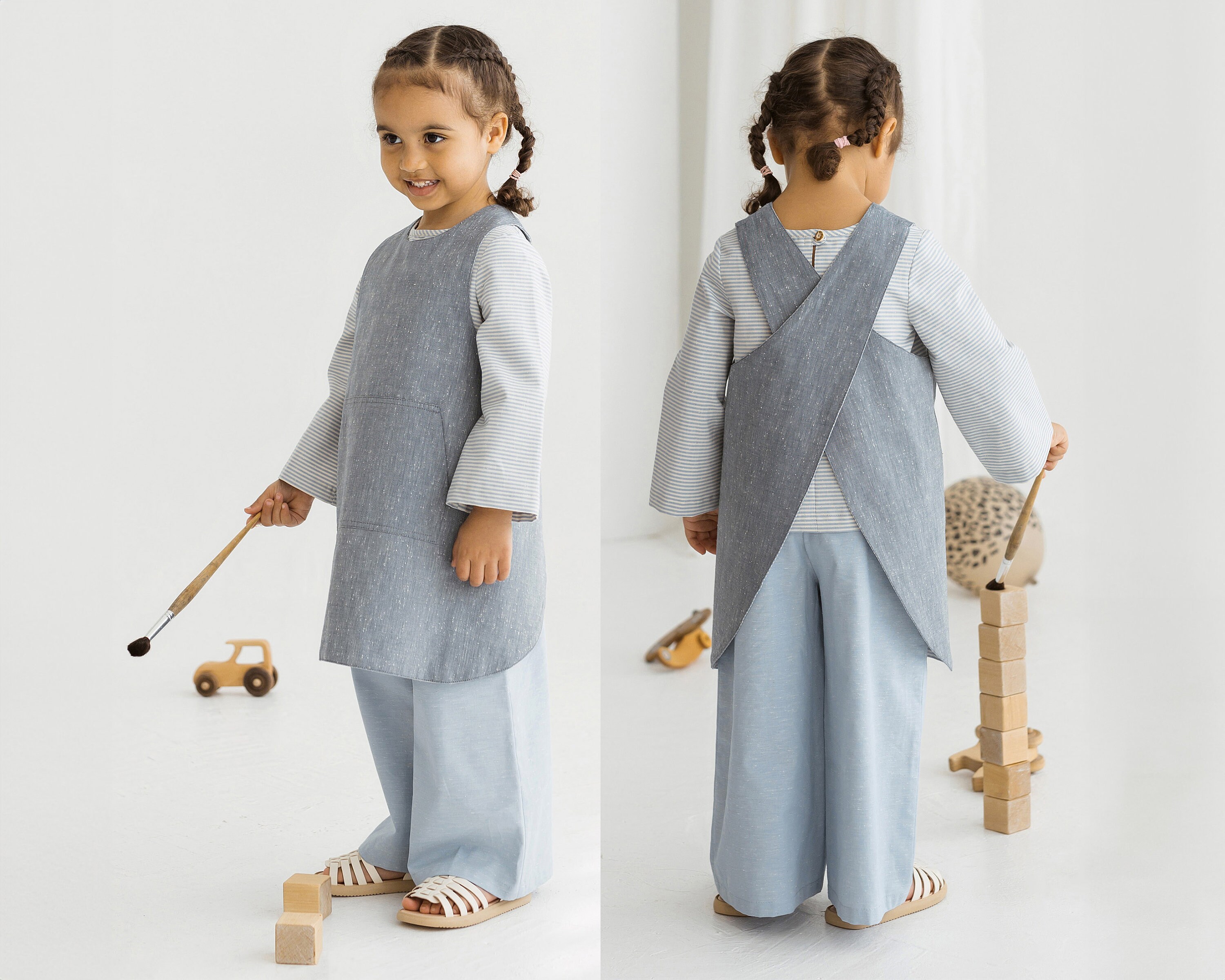 Crossed Apron Sewing Pattern for 1-10 Years Kids, Crossed Apron for ...