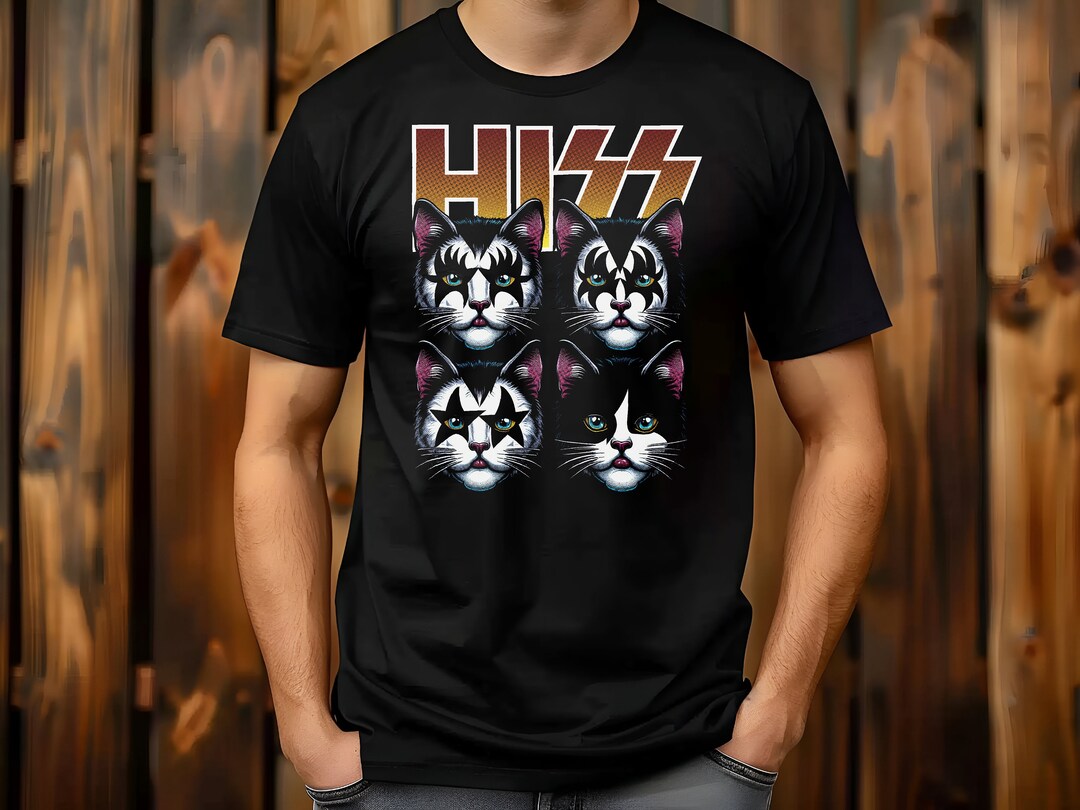Hiss V2 Funny Cat Kiss Band Shirt Cat Lover Gift, Graphic Animal Tee ...