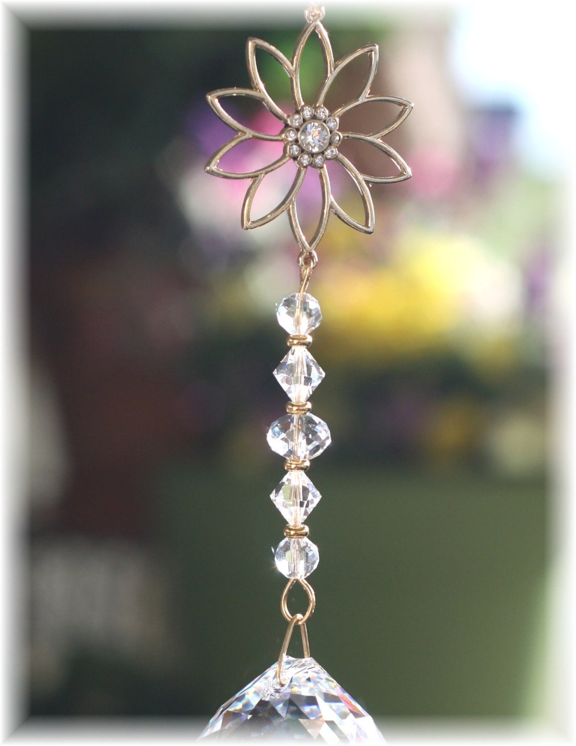 Beautiful Gold Metal Flower Suncatcher With Swarovski Crystal | Etsy