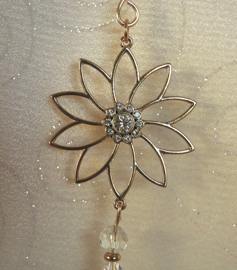 Beautiful Gold Metal Flower Suncatcher With Swarovski Crystal - Etsy